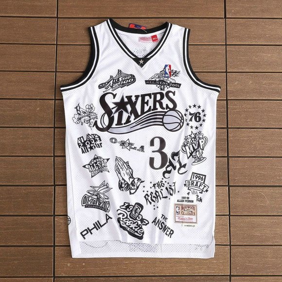 NBA | Shirts | Nba Philadelphia 76ers 3 White Tattoo Swingman Jersey ...